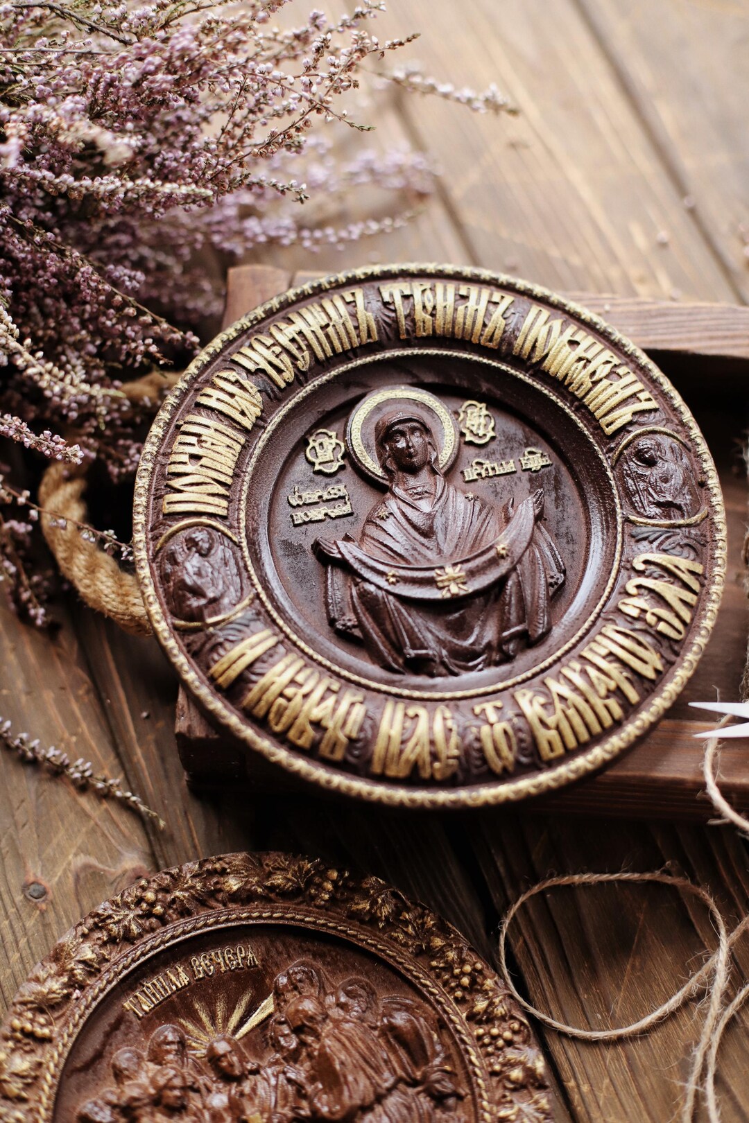 Intercession of the Most Holy Theotokos Wood Wall Decor, Round Icon ...