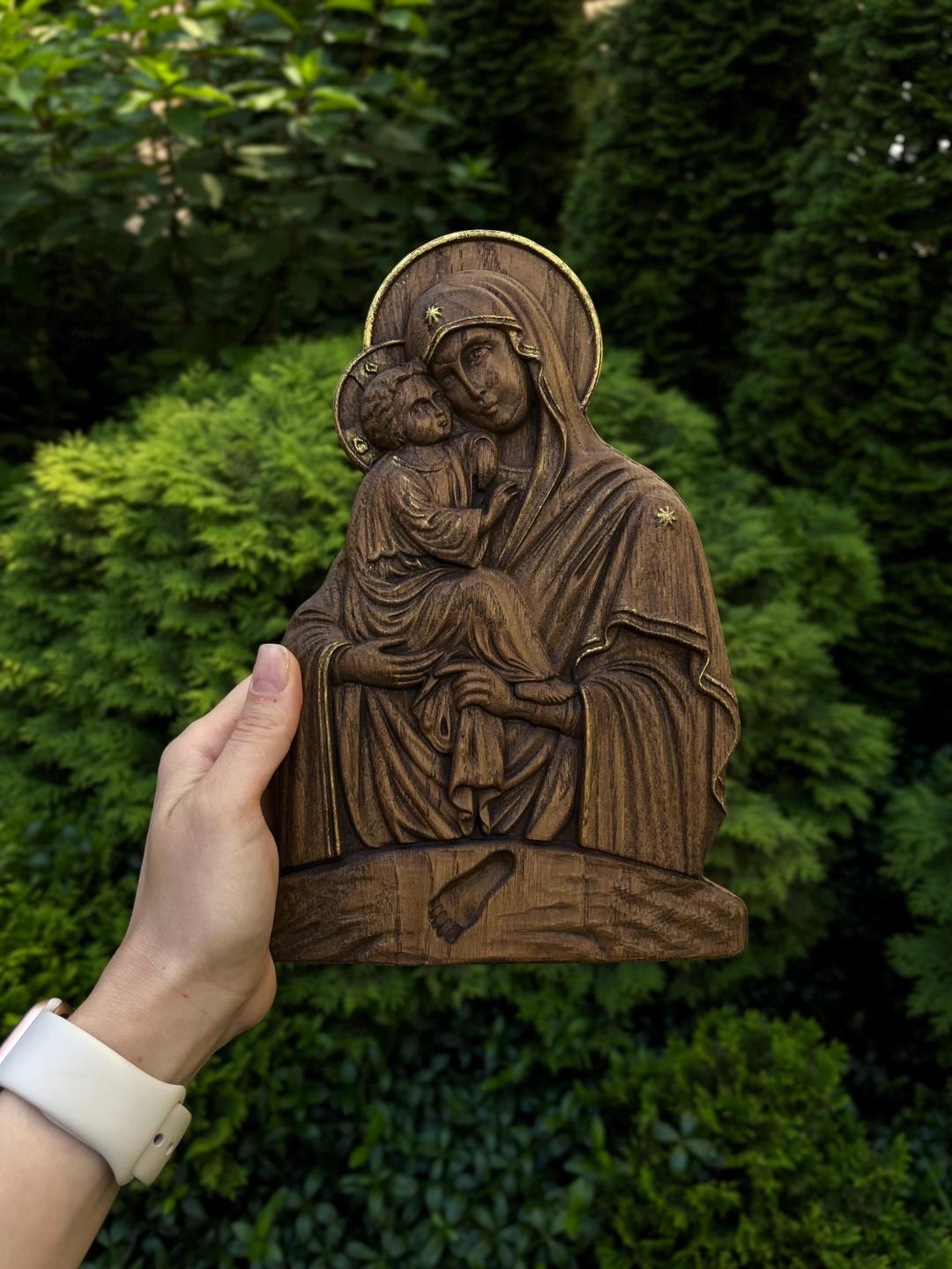 Oak Carved Jesus Christ Icon: Mother of God, Christian Gift - Etsy