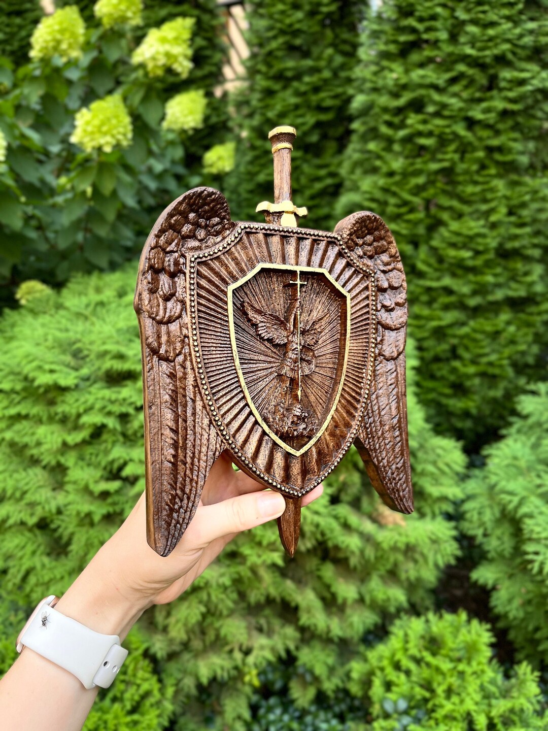 Archangel Michael Wooden Shield Icon: Religious Wall Art - Etsy