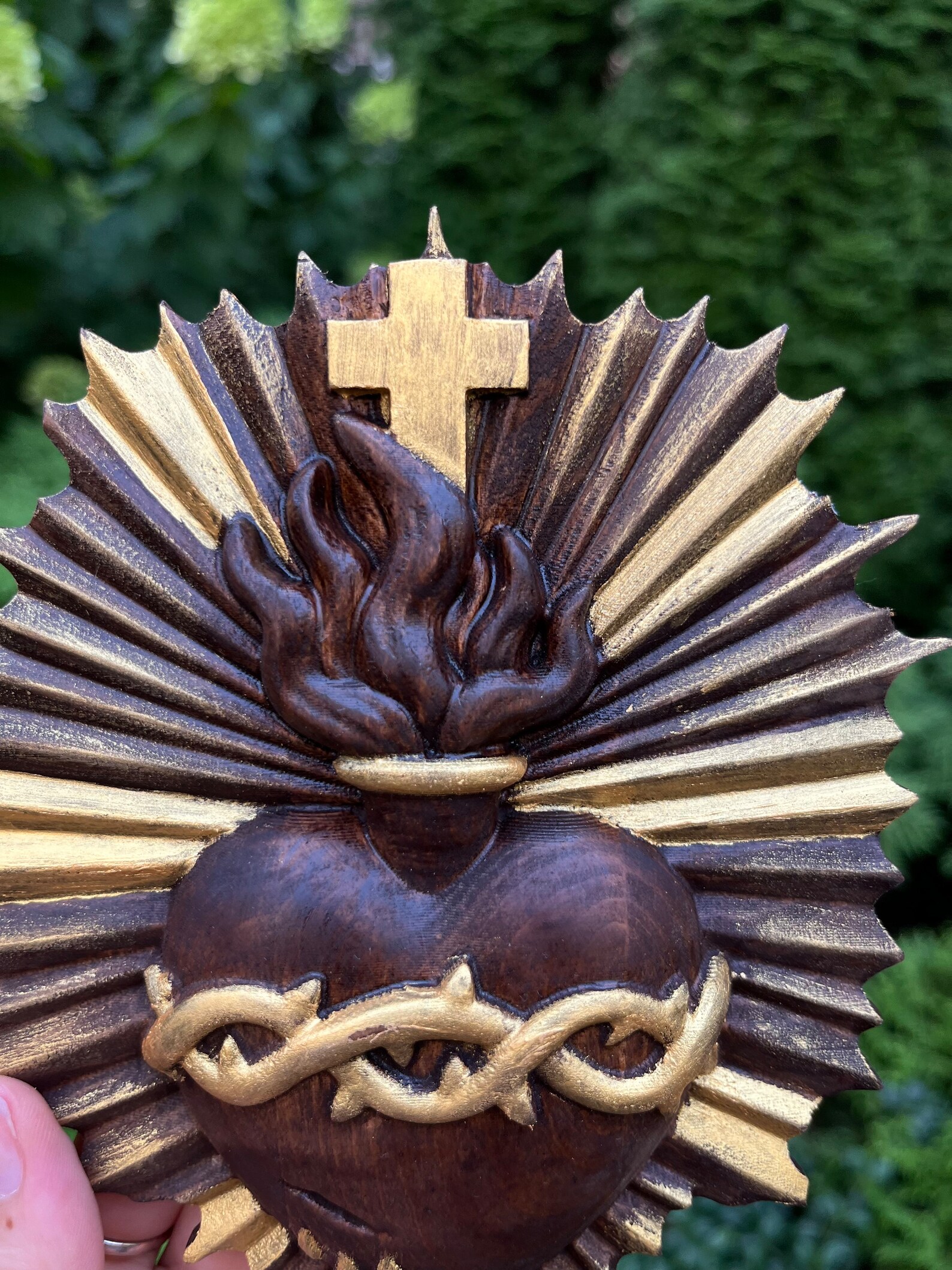 Handcrafted Sacred Heart of Jesus Plaque Religious Wall Decor Catholic ...