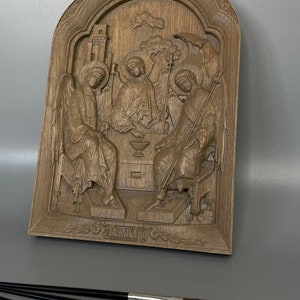 Holy Trinity Wooden Carved Icon: Orthodox Christian Wall Art - Etsy
