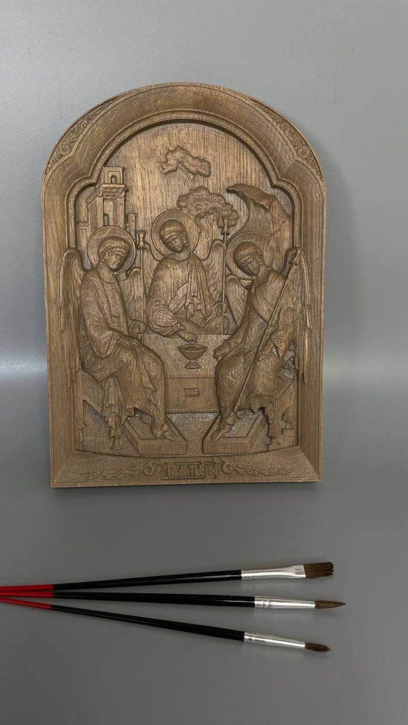 Holy Trinity Wooden Carved Icon: Orthodox Christian Wall Art - Etsy