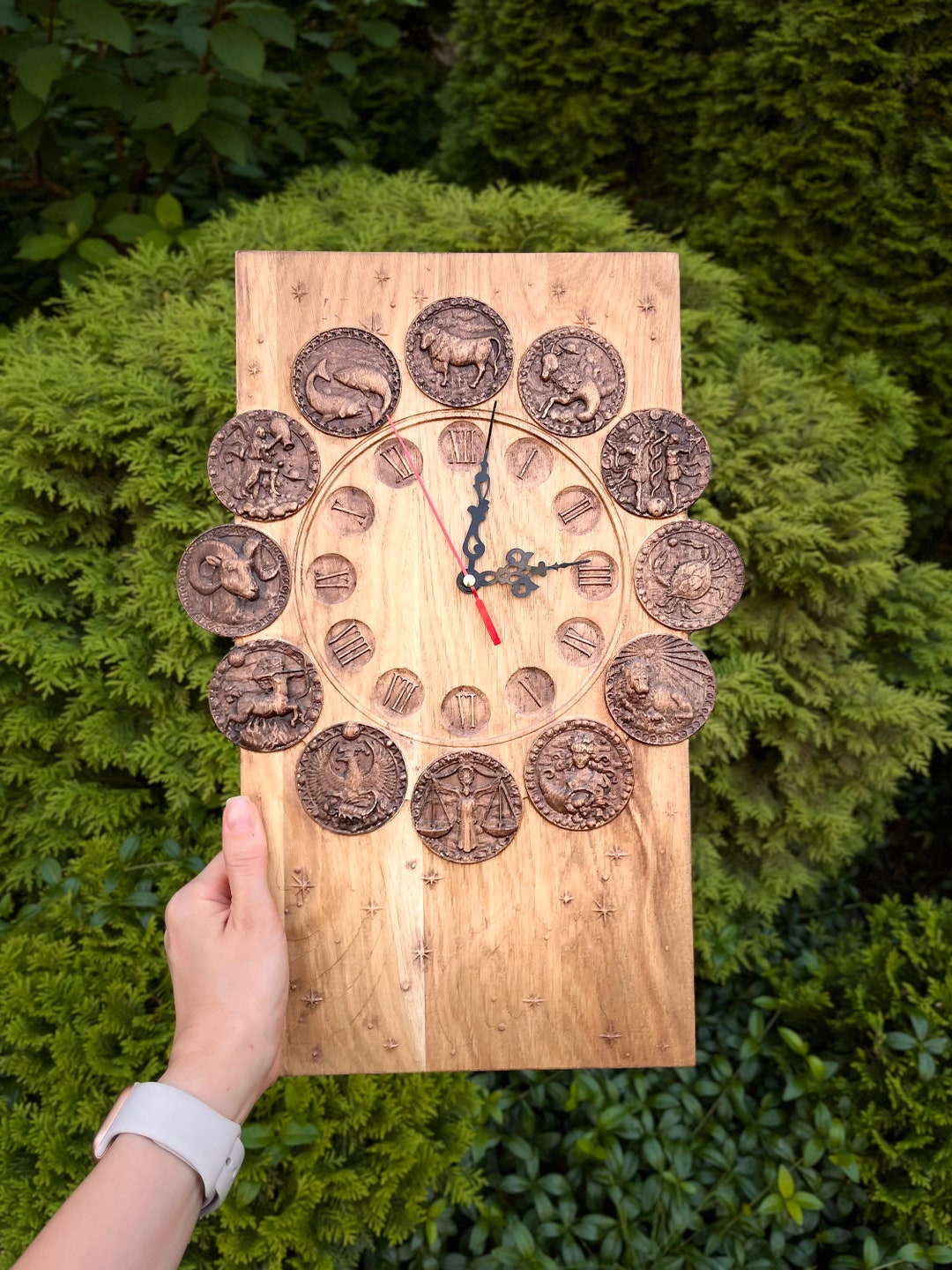 Zodiac Signs Clock, Wood Carving, Large Wall Clock, Clocks for Wall ...
