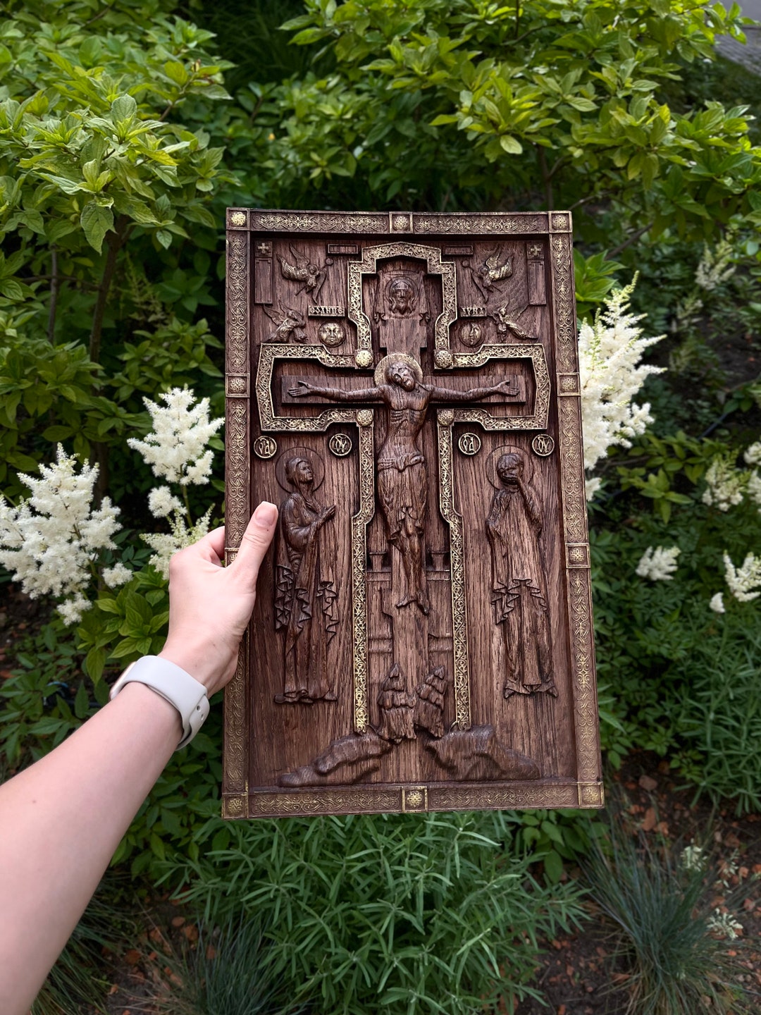Handmade Crucifixion Wood Plaque Icon: Greek Orthodox Byzantine Art - Etsy