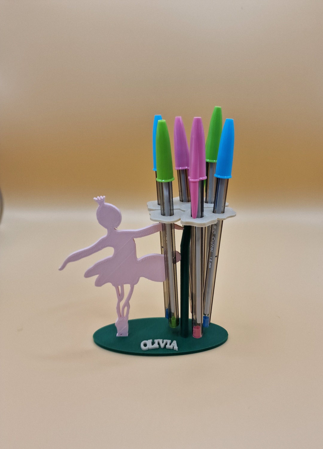 3D Printed Ballerina Pen Holder With Flower Bouquet, Desk Organizer ...
