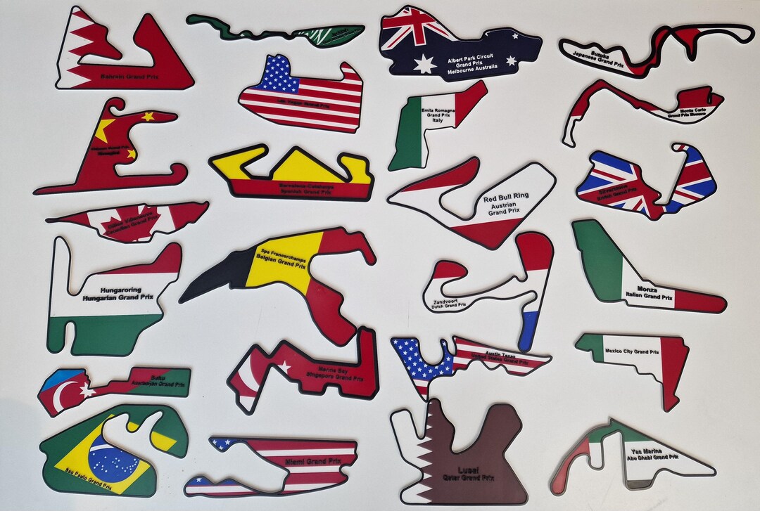 3D Printed F1 Race Track Wall Art With National Flags 24 Countries ...