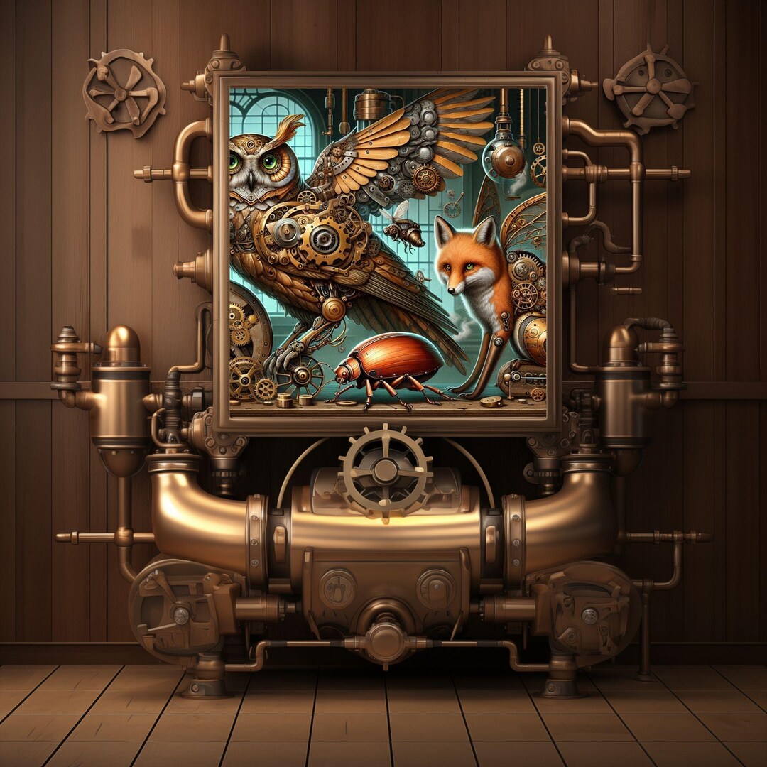 Mechanical Furries, A Steampunk Curio, Oil Painting, Fine Art, Unique ...