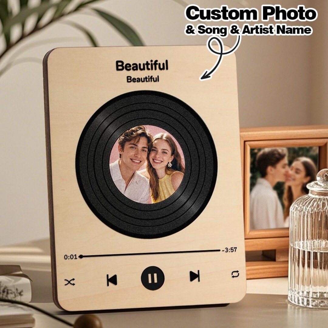 Custom Photo Wooden Player Personalized Photo Wooden Album Music Record ...