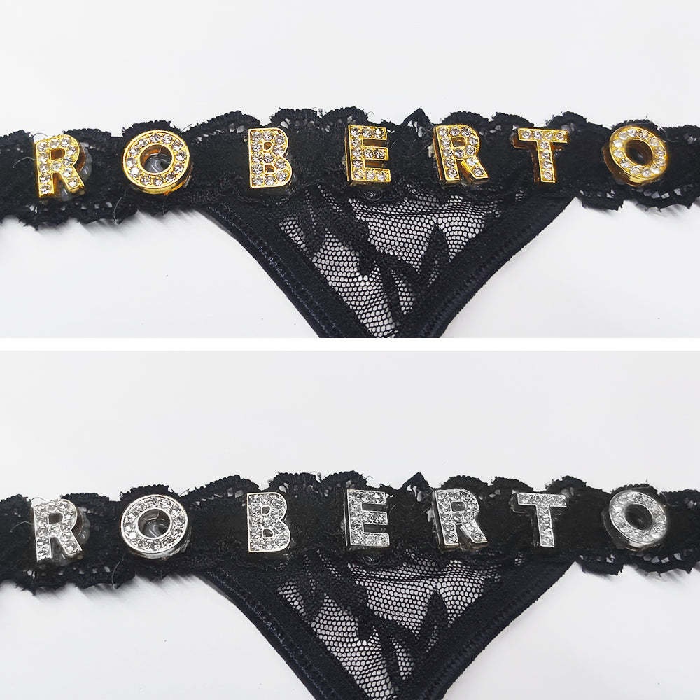 Custom Lace Thongs G-strings With Jewelry Crystal Letter Custom String ...