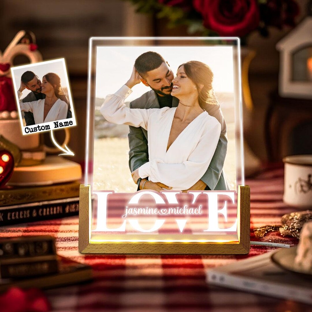 Personalized Couple Photo Collage Night Light Custom Valentines Day ...