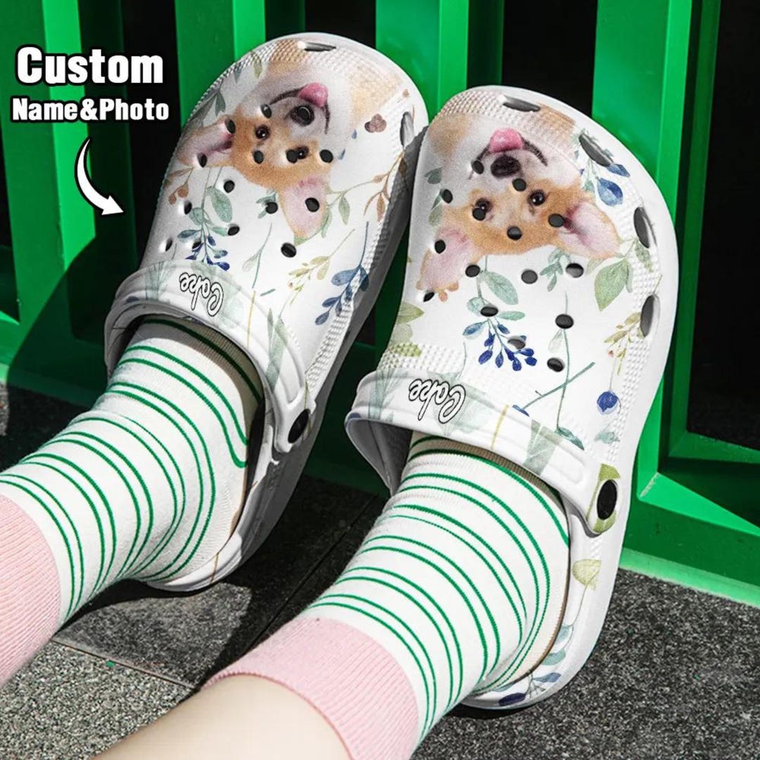 Personalized Clog Slippers Custom Pet Face and Name Clogs Gift for Pet ...