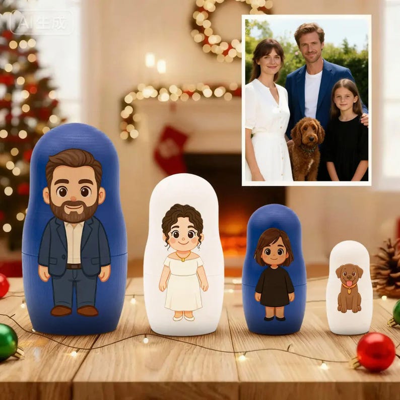 Old Personalized Portrait Nesting Doll Custom Photo Family Portrait ...