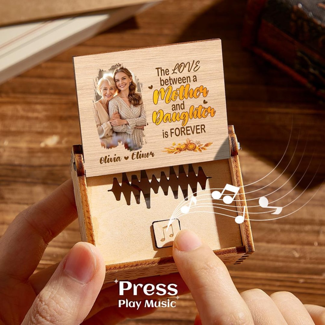 Personalized Wooden Photo Music Box With Custom Song or Voice Custom ...