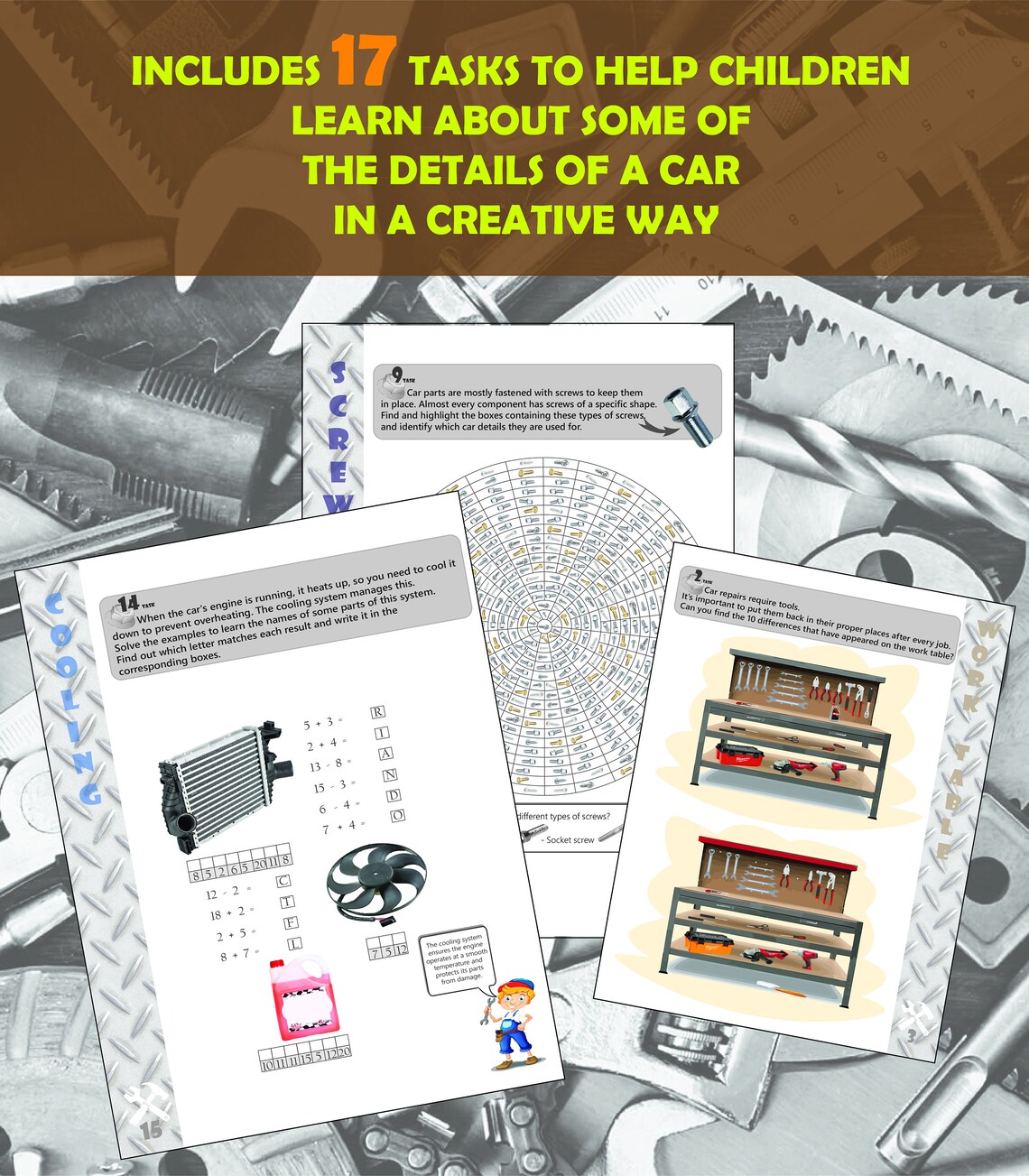 Printable Worksheets for Kids, Car, PDF, A4 Size - Etsy
