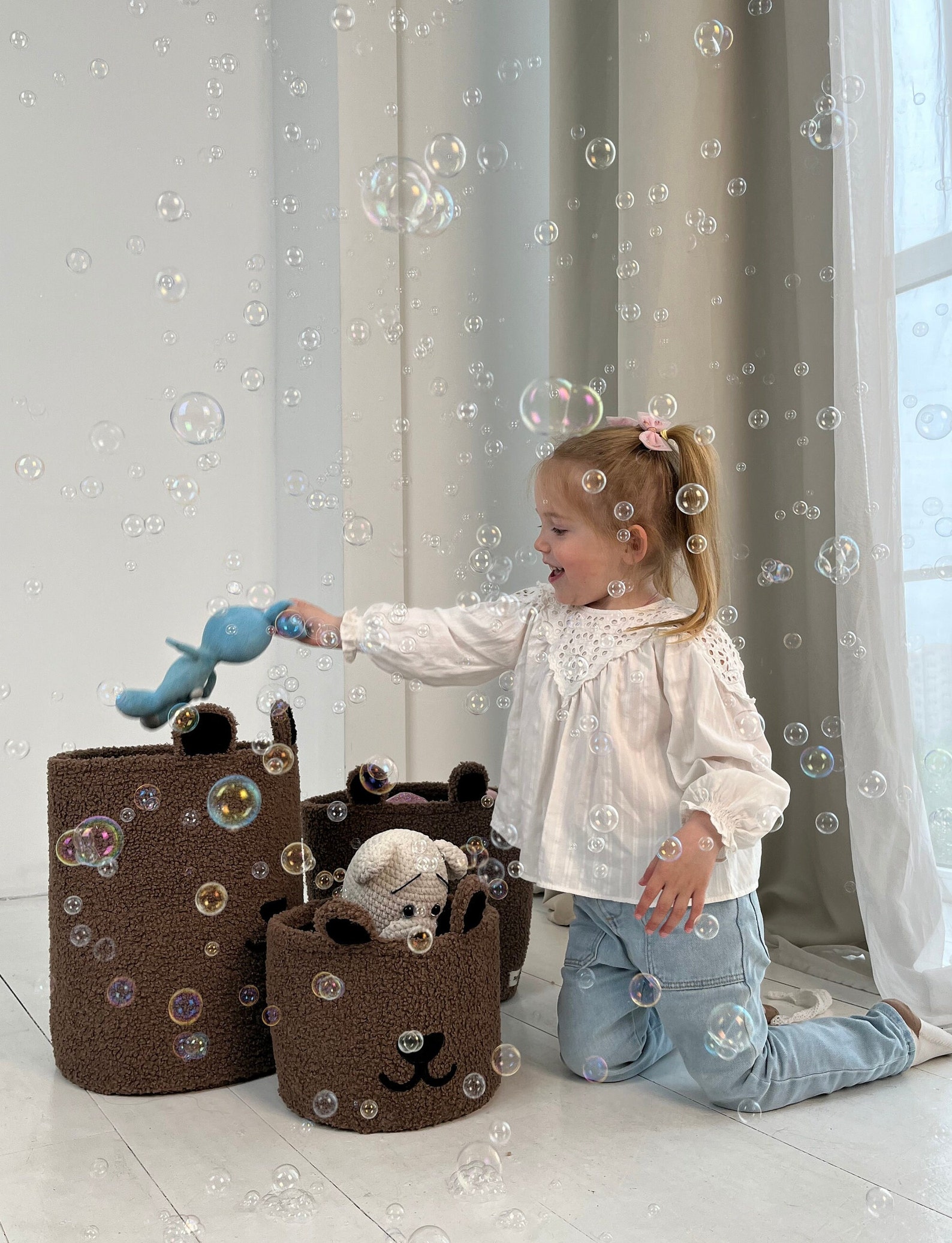 Teddy Basket, Baby Baskets| Baby Toys| Baby Room. Gift Idea for a Birth ...