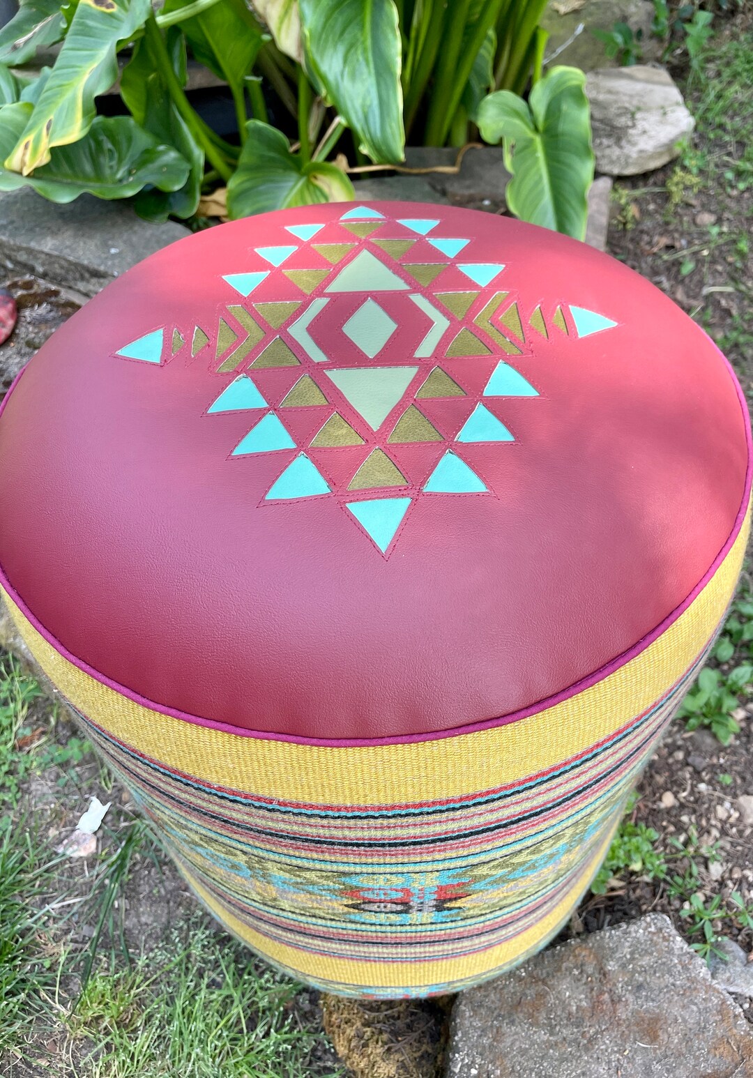 Geometric Aztec Ottoman - Etsy