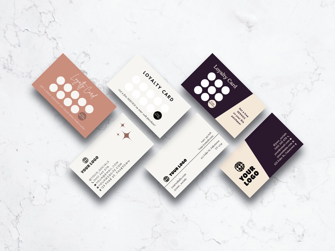 6x Modern Loyalty Card Canva Template, Editable Loyalty Card ...