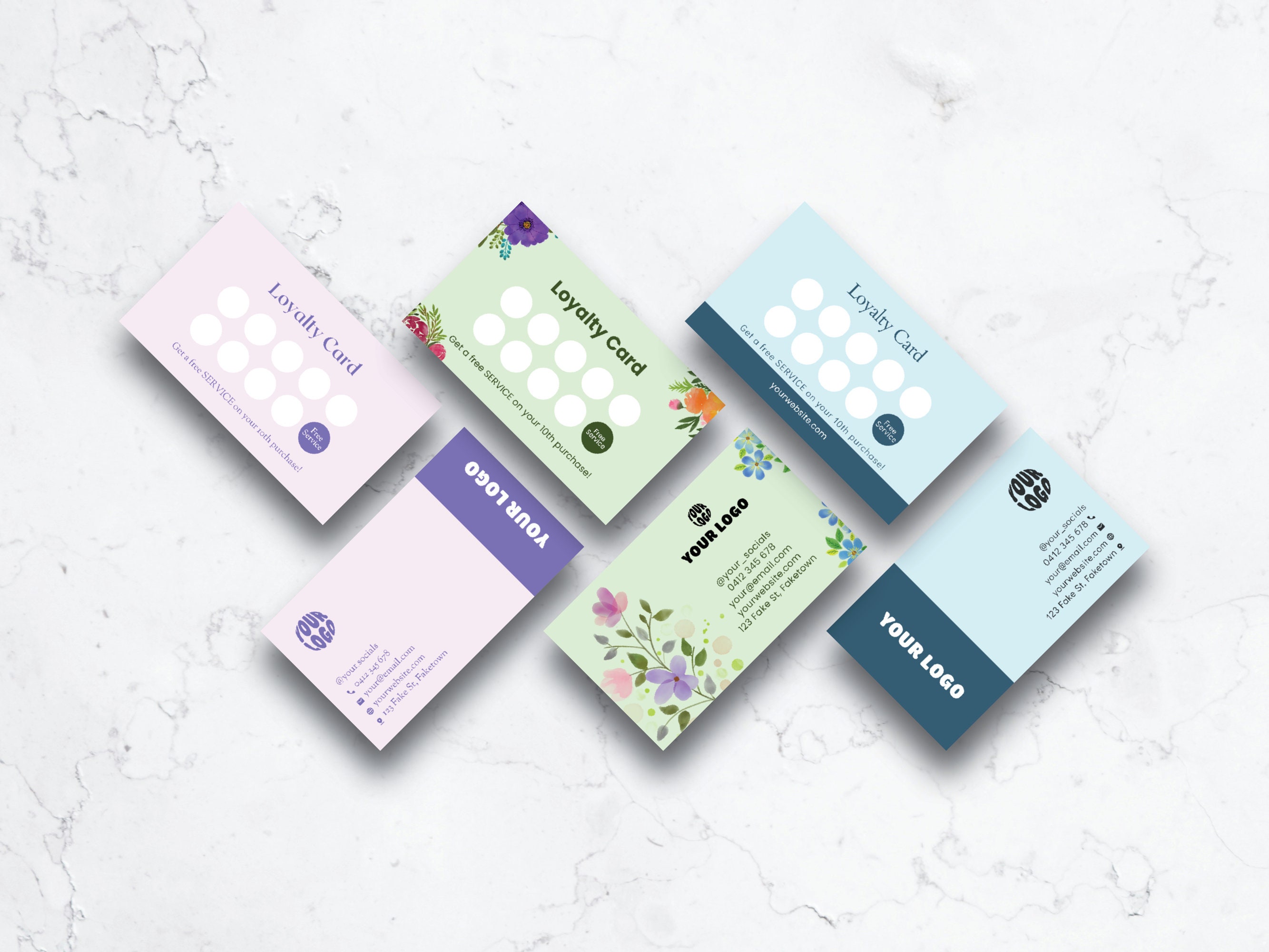 6x Modern Loyalty Card Canva Template, Editable Loyalty Card ...