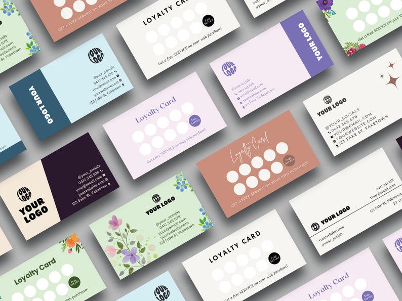 6x Modern Loyalty Card Canva Template, Editable Loyalty Card ...