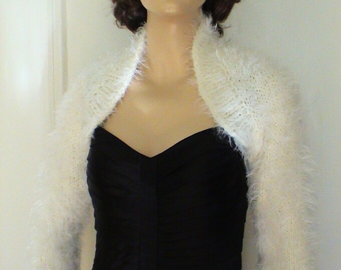 Hand Knit Cream Ivory Angora Bridal Bolero , Shrug Great for Wedding ...