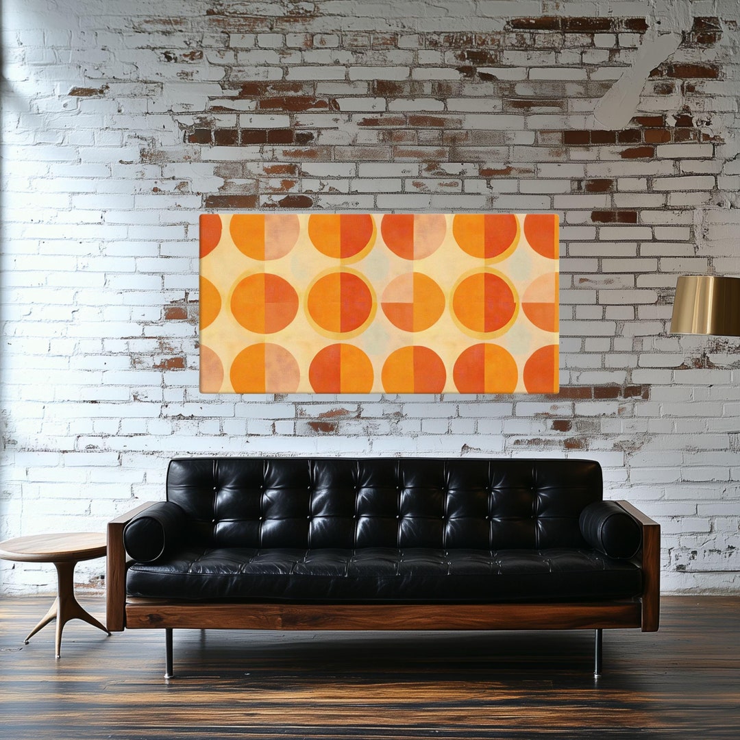 Mid Century Modern Circle Pattern Canvas Wall Art | Retro Mid-century ...