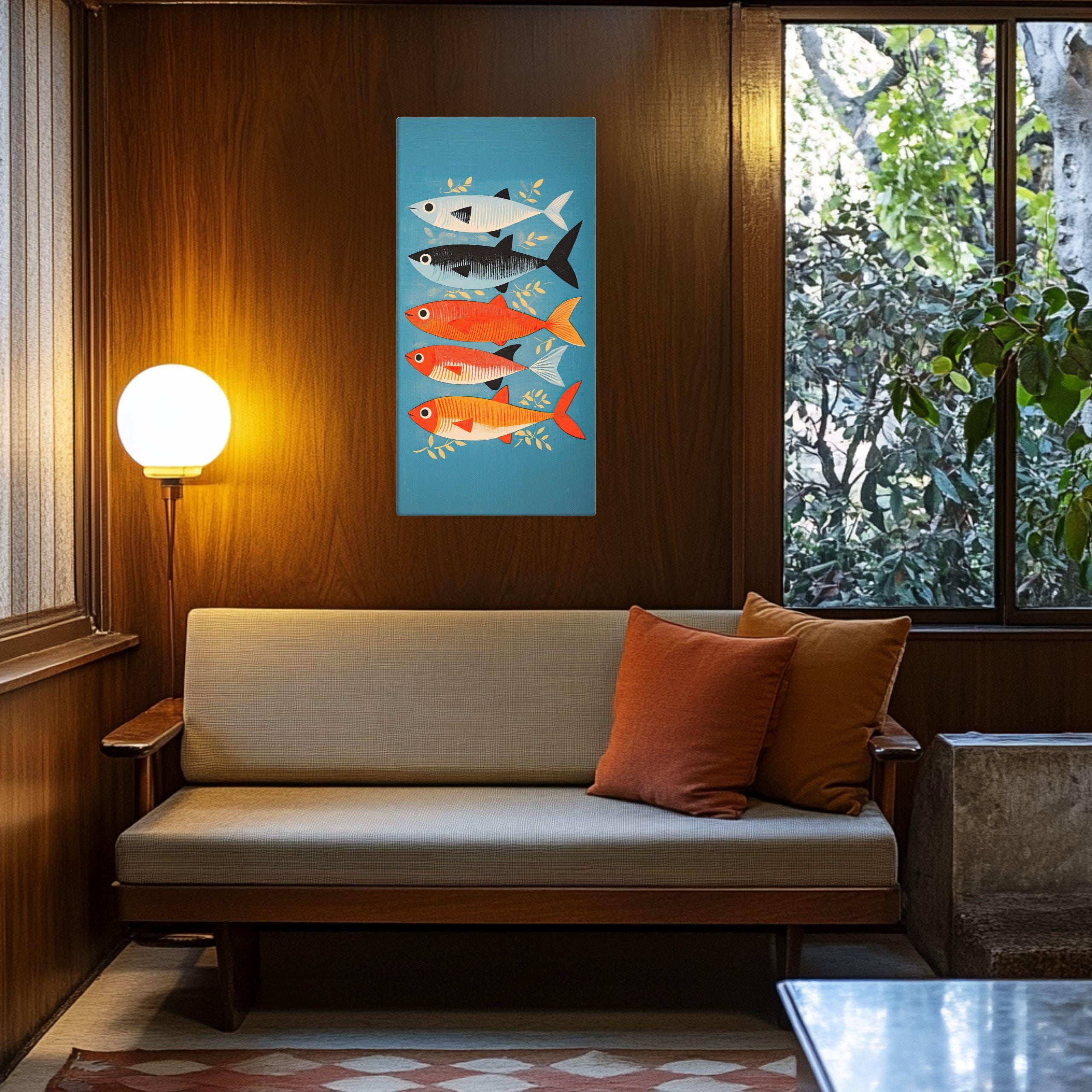 Mid Century Modern Fish Canvas Print: Retro Coastal Wall Art - Etsy