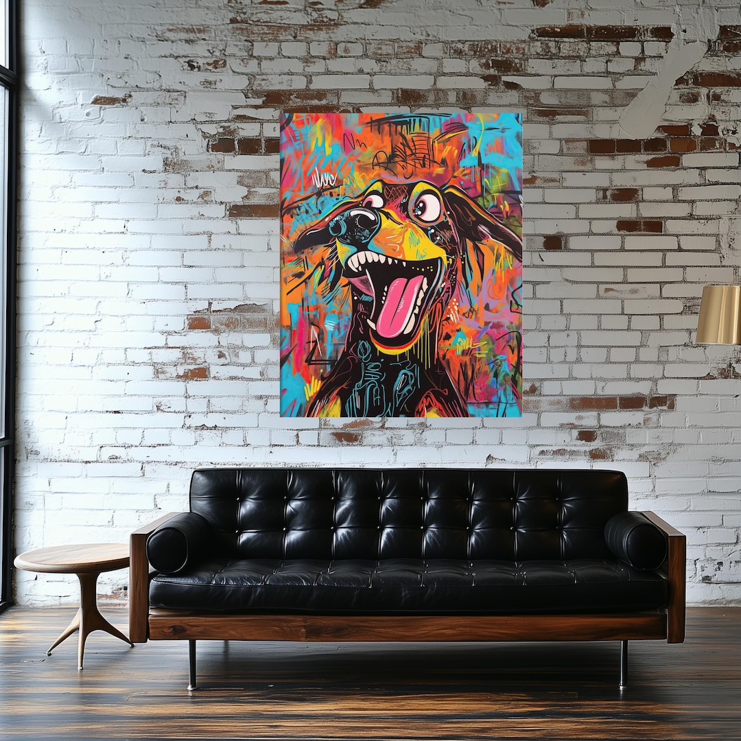 Colorful Abstract Dog Wall Art – Ready-to-hang Canvas Print, Vibrant ...