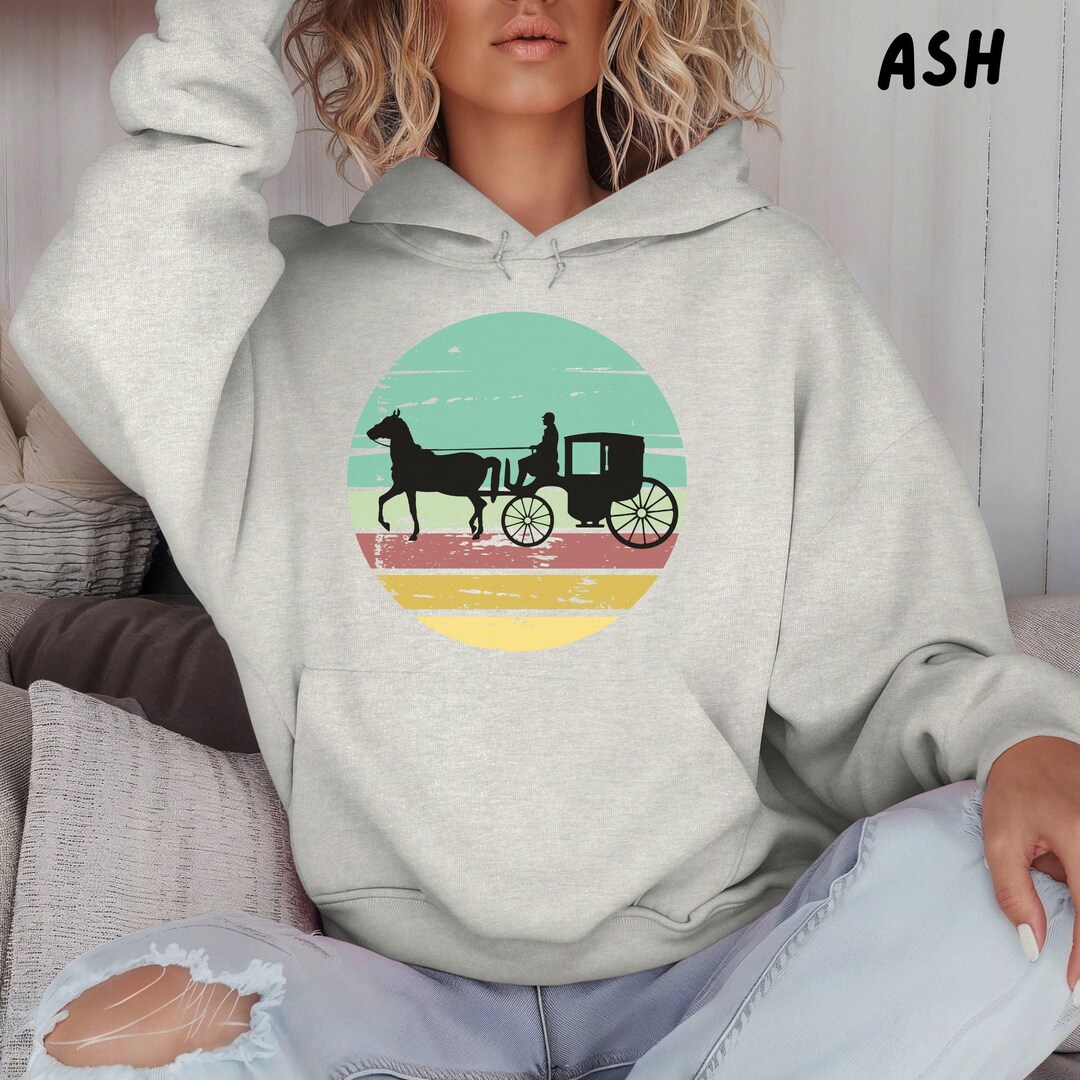 Horse and Carriage Retro Amish Hoodie Unisex Heavy Blend Hooded ...