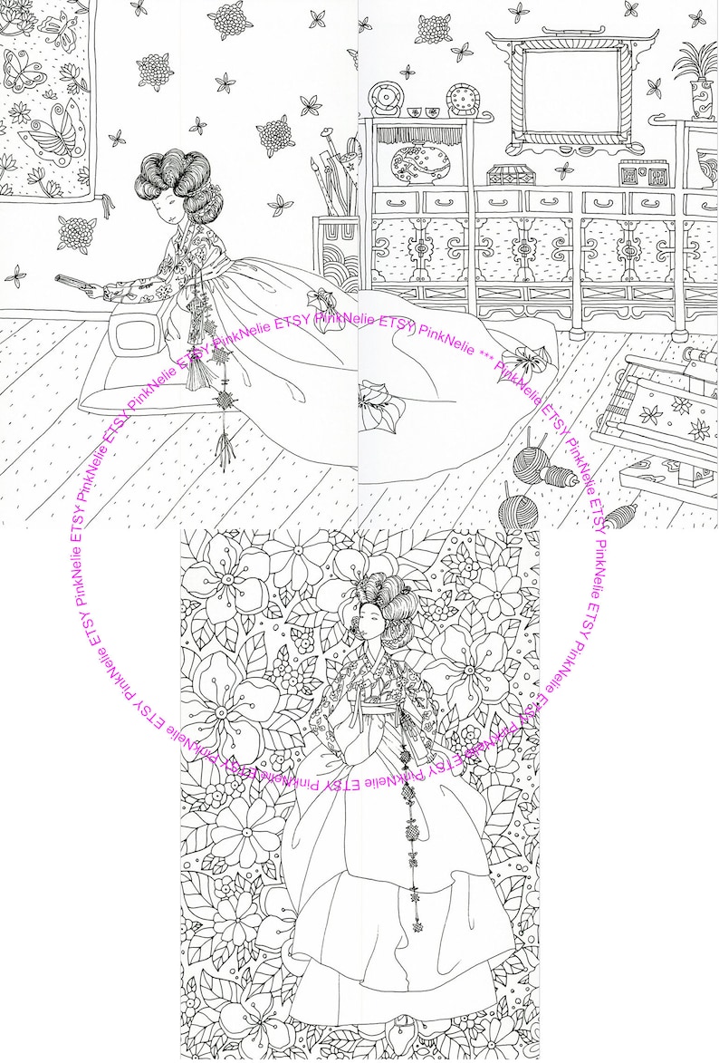 Hanbok Korean Traditional Clothes Coloring Book - Etsy