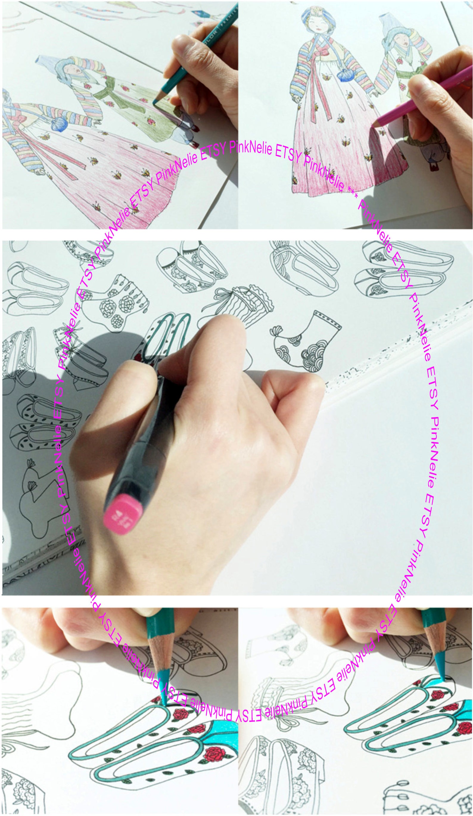 Hanbok Korean Traditional Clothes Coloring Book - Etsy