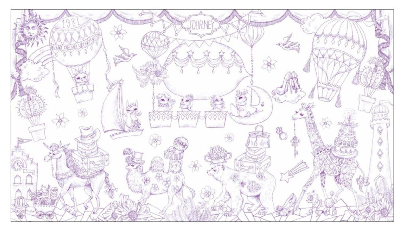 ECONECO Animal Parade Wonderland Coloring Book - Etsy