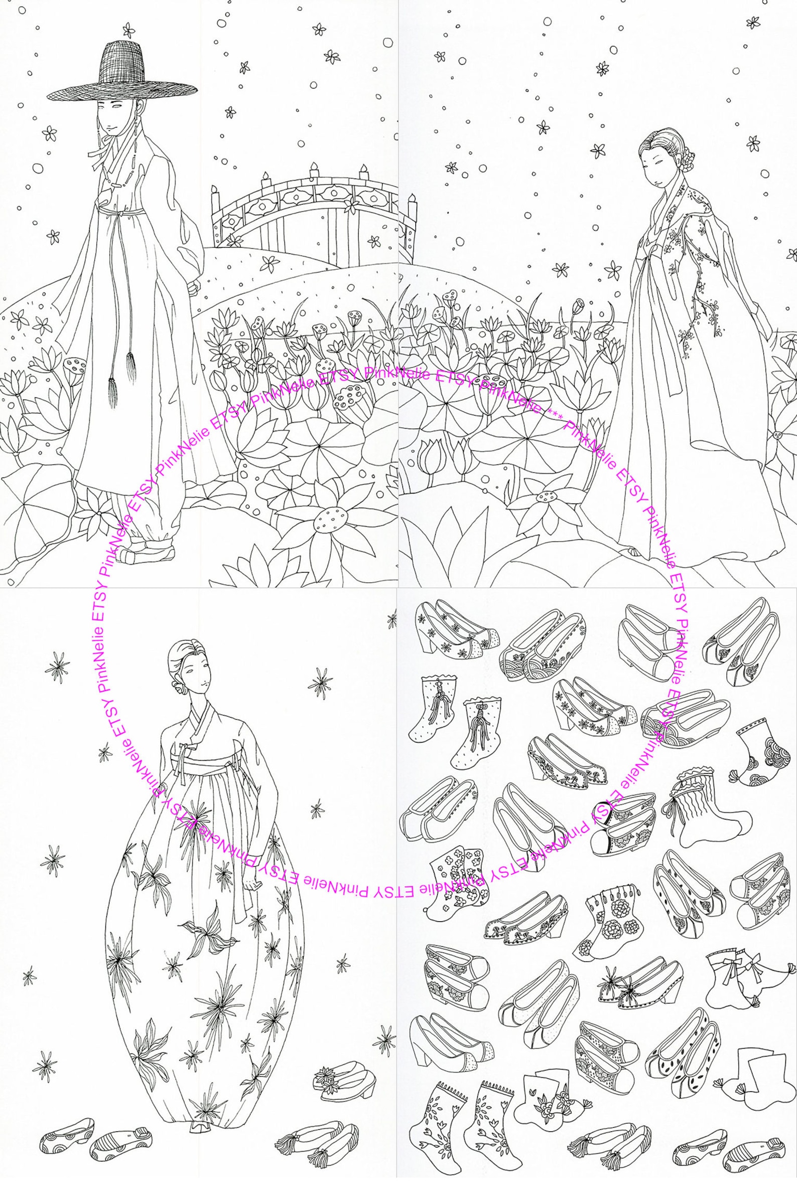Hanbok Korean Traditional Clothes Coloring Book - Etsy