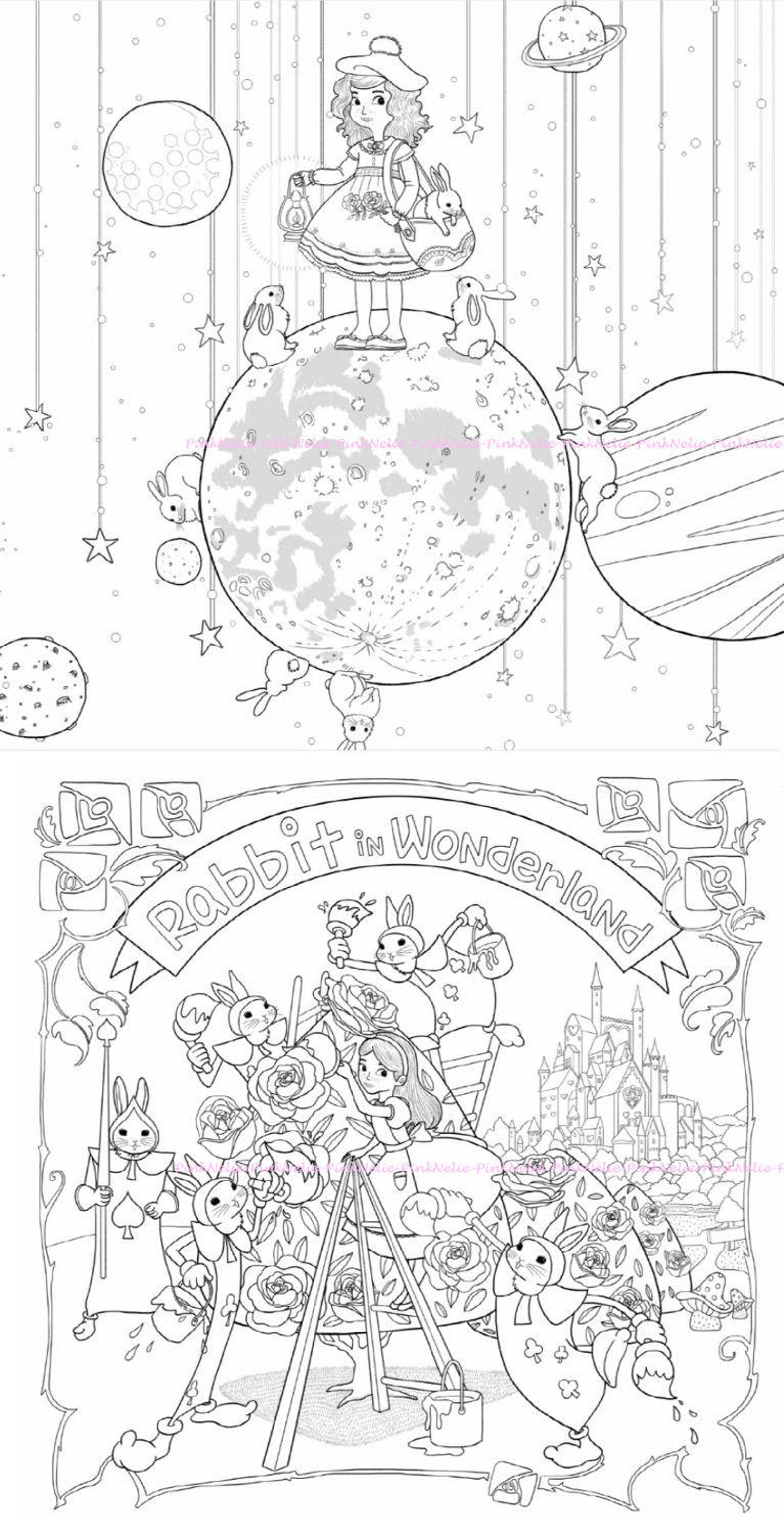 Bunny Girl Coloring Book - Etsy