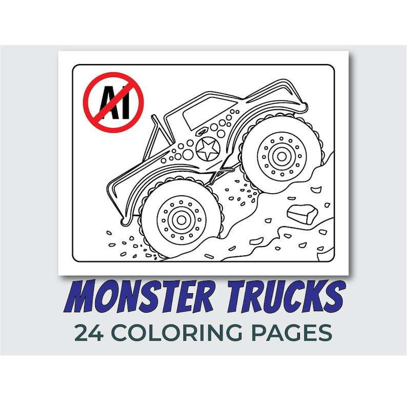 Monster Truck Coloring Pages – 24 Easy Bold Line Designs (PDF) - Etsy