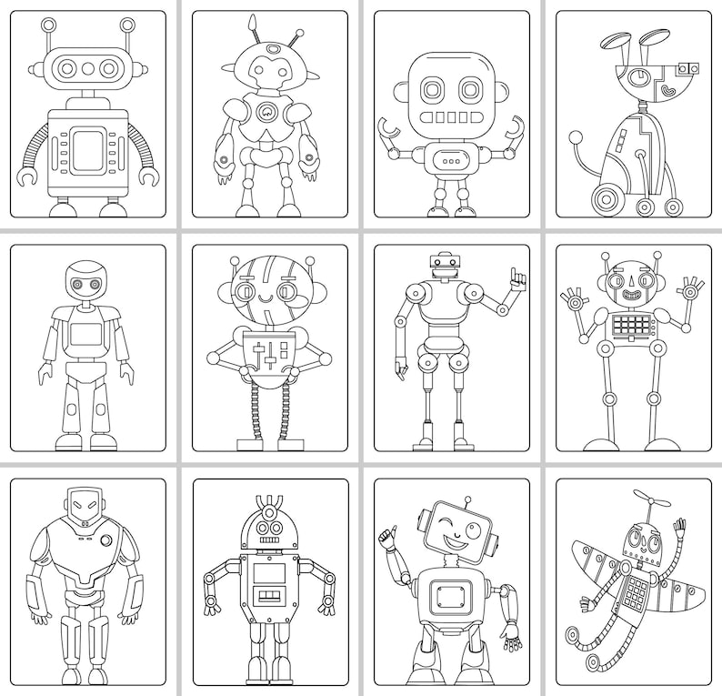 12 Fun Robot Coloring Pages for Kids & Adults | Pixel-perfect Printable ...