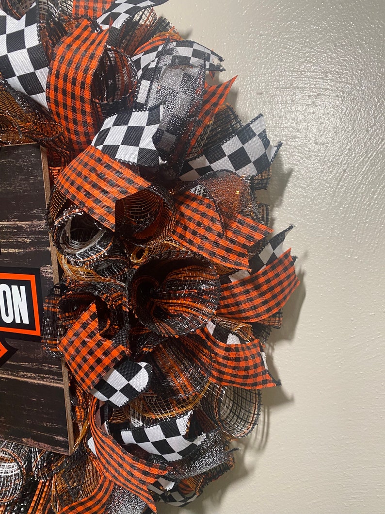Harley Davidson Wreath, Deco Mesh Wreath, Motorcycle Wreath, Everyday ...