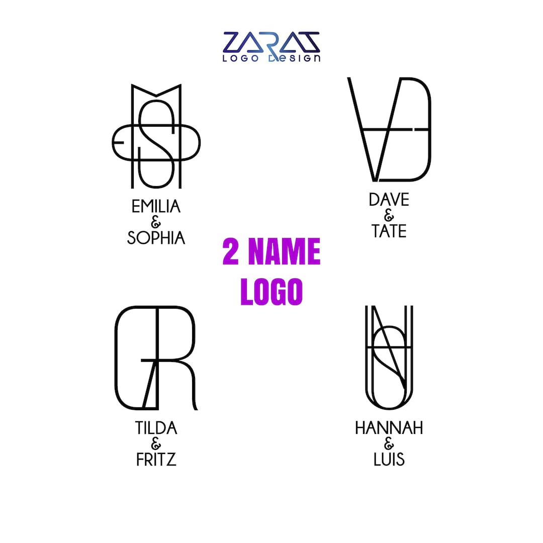 Custom Double Name Logo Design, Personalized Combined Names Logo ...