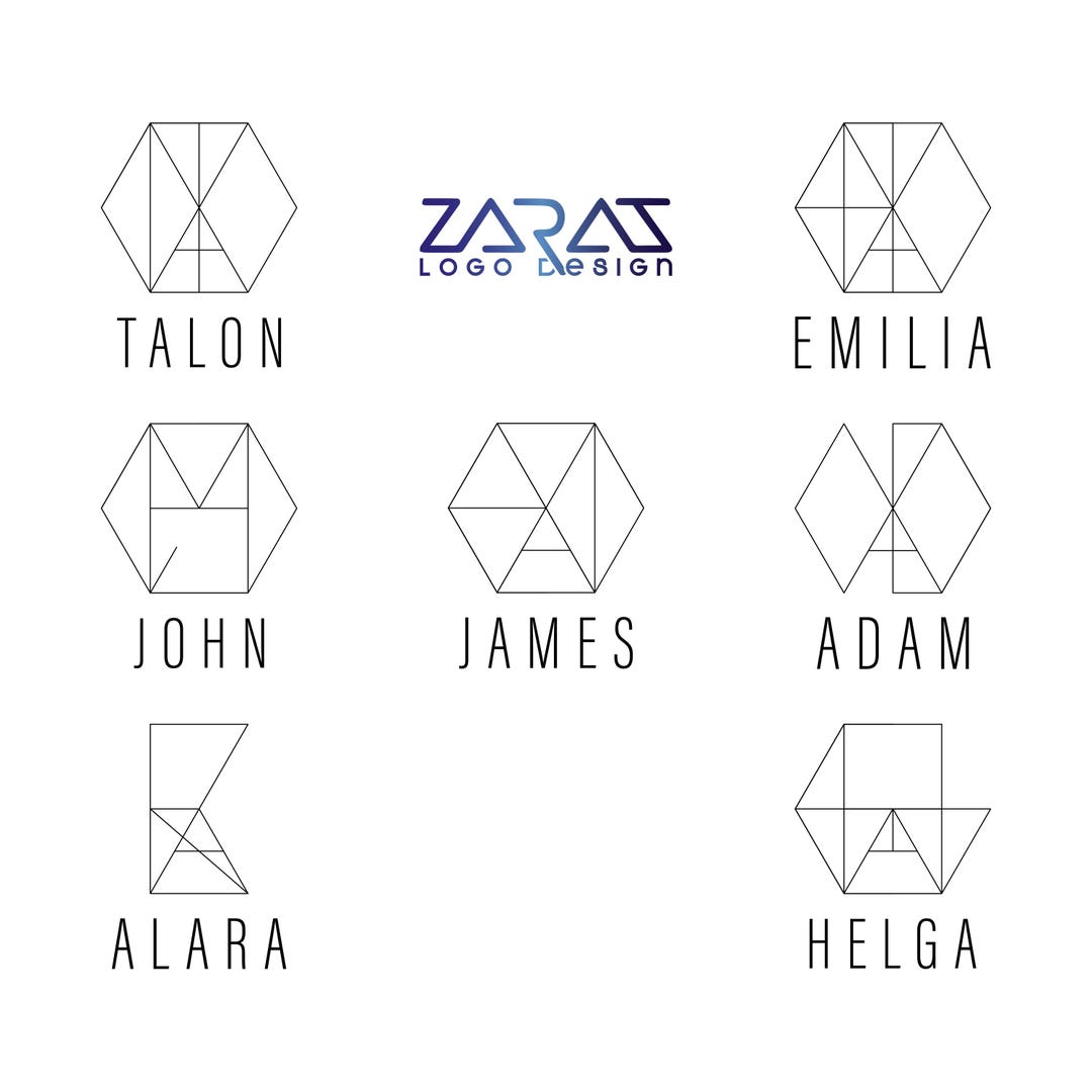Custom Name Logo Monogram for Tattoo Design | Letter Personalized Logo ...