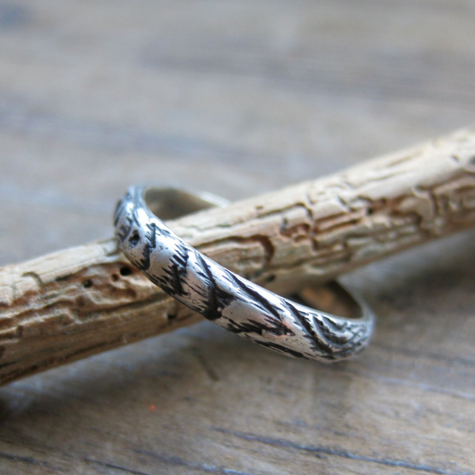 Wood Grain Ring THINNEST PLYWOOD Sterling Woodland Made to - Etsy