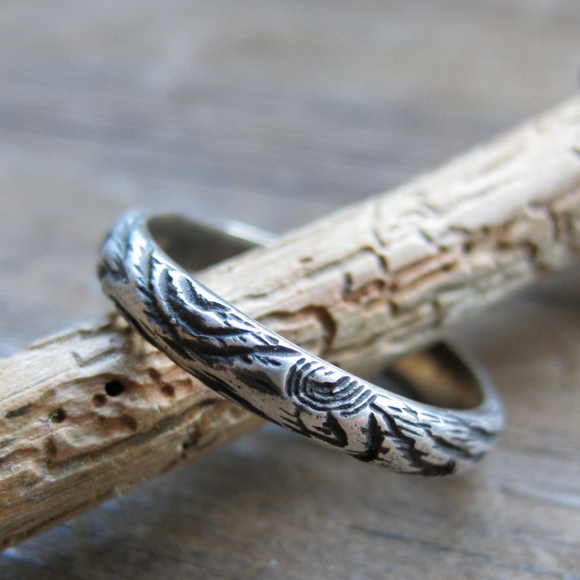 Wood Grain Ring THINNEST PLYWOOD Sterling Woodland Made to - Etsy