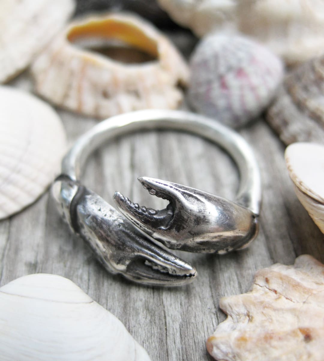 Crab Ring CLAW Sterling Silver Sea Shell Ready to Ship Cancer Ring ...