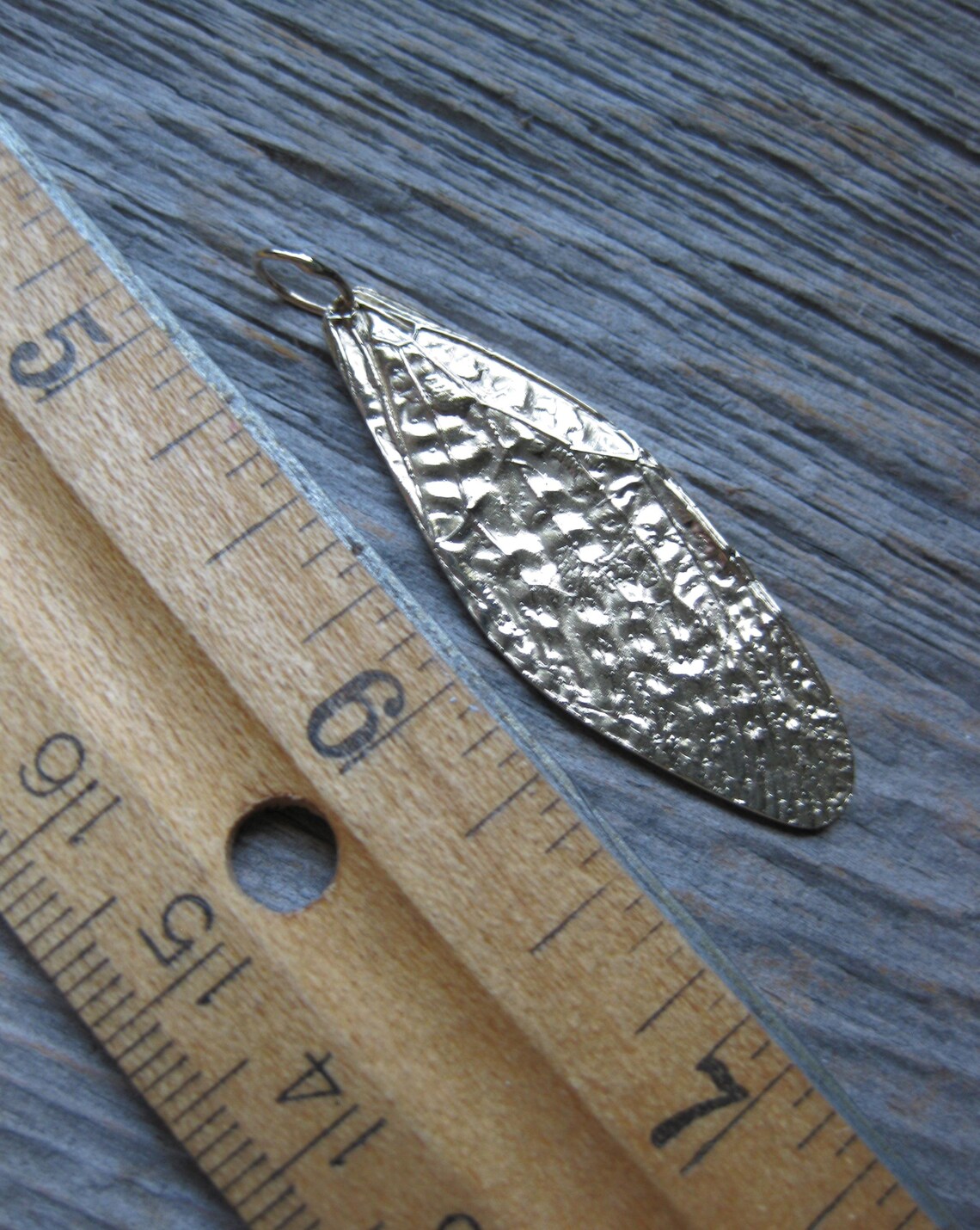 Gold CICADA WING Charm, Solid 14kt Yellow Gold Pendant - Etsy