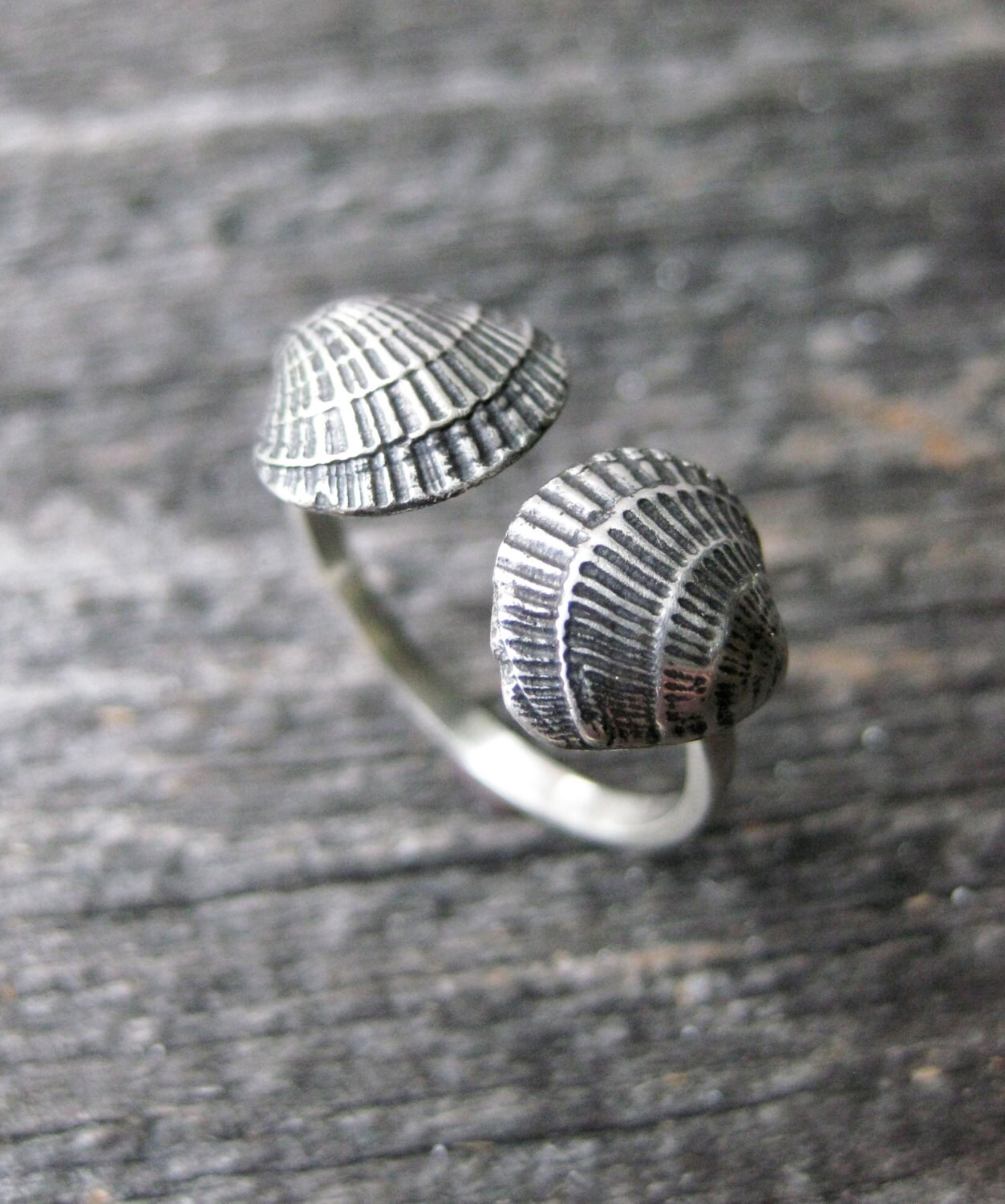 Double Seashell Fan Shell Mermaid Open Ring Sterling Silver - Etsy