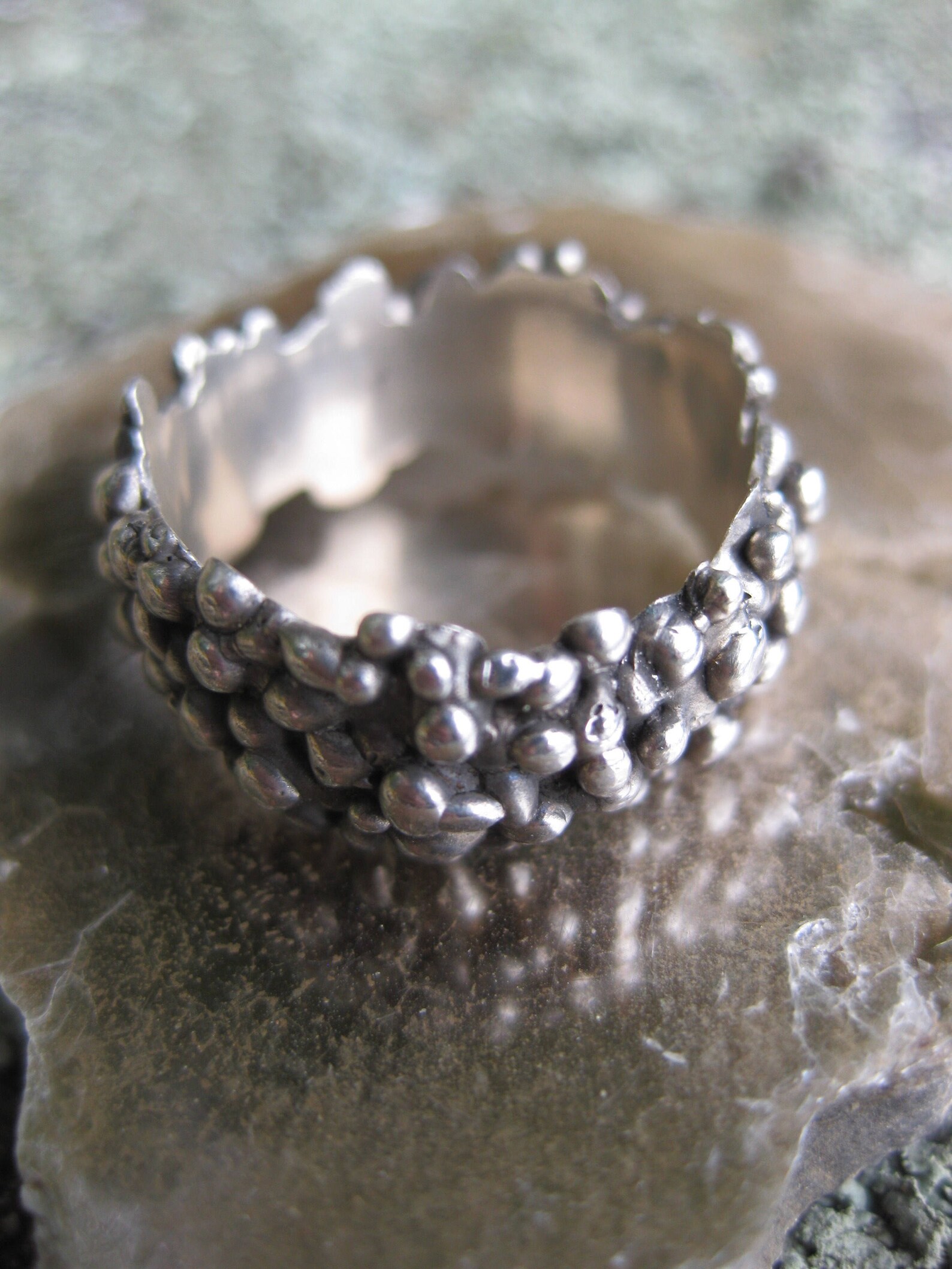 TINY BUBBLES Sterling Silver Ring Band Mens Womens Made to | Etsy