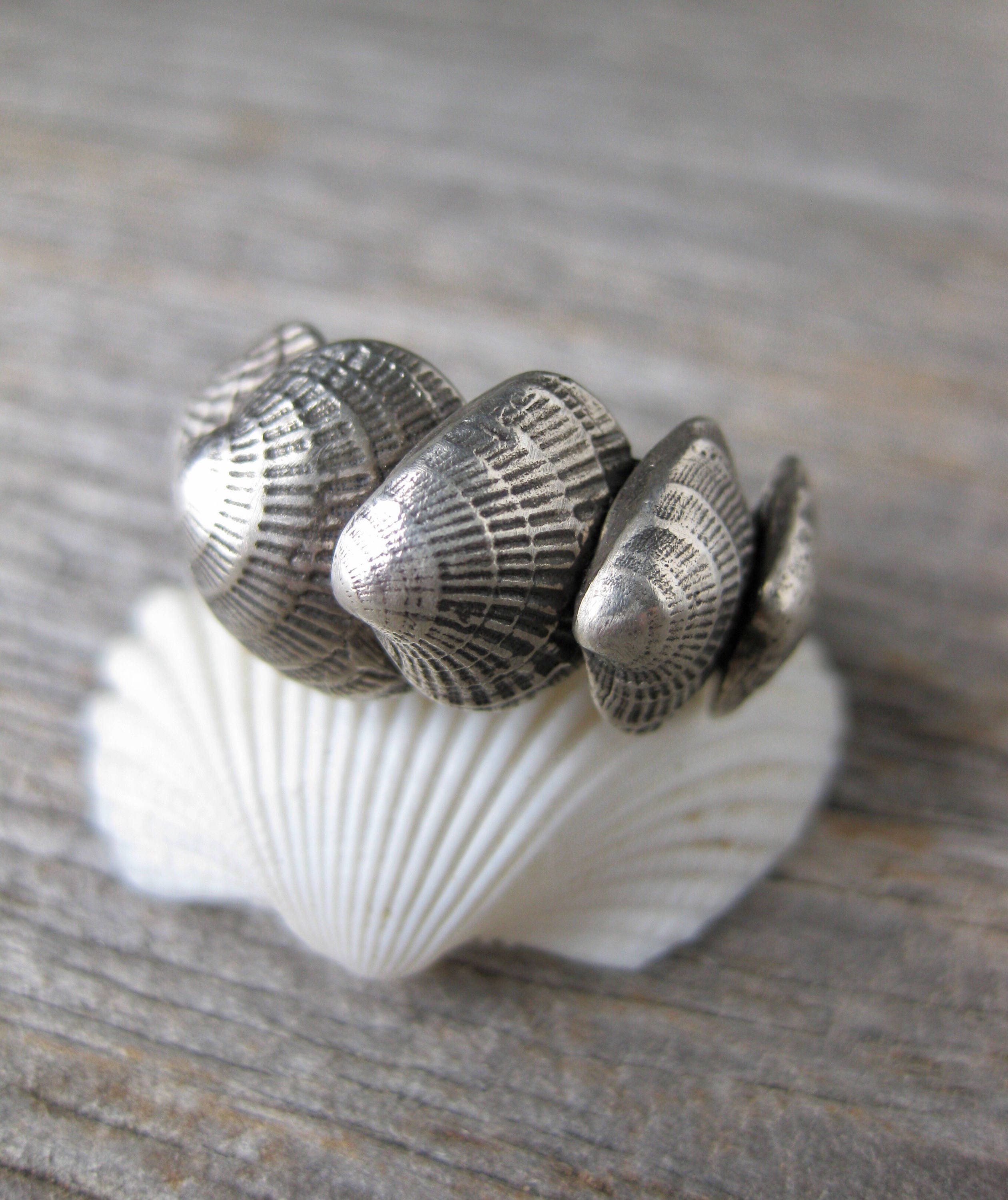 FAN SHELL Seashell Ring Summer Beach Ring Sterling Silver Ready to Ship ...
