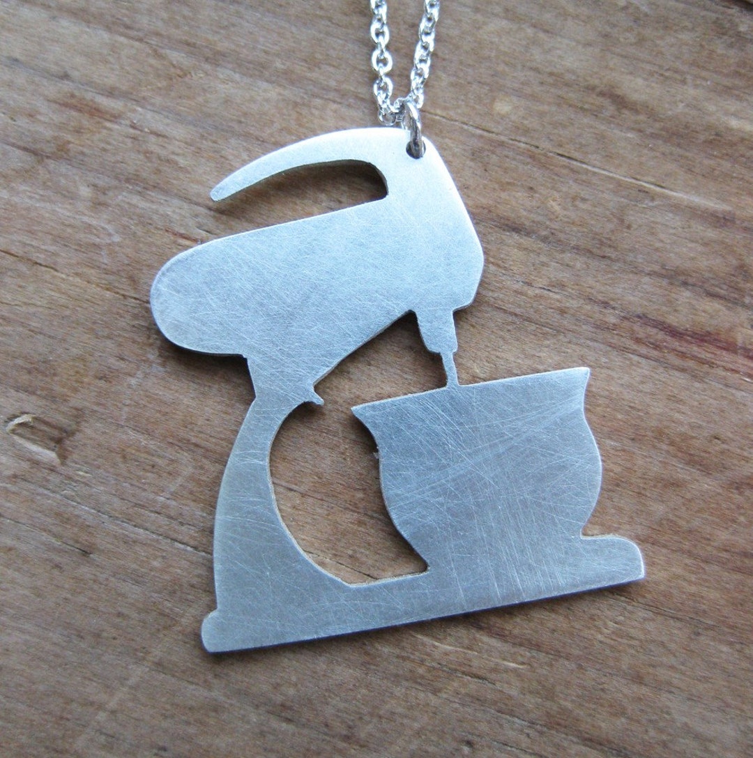 Antique MIXMASTER Charm, Sterling Silver Handmade Silhouette Necklace ...