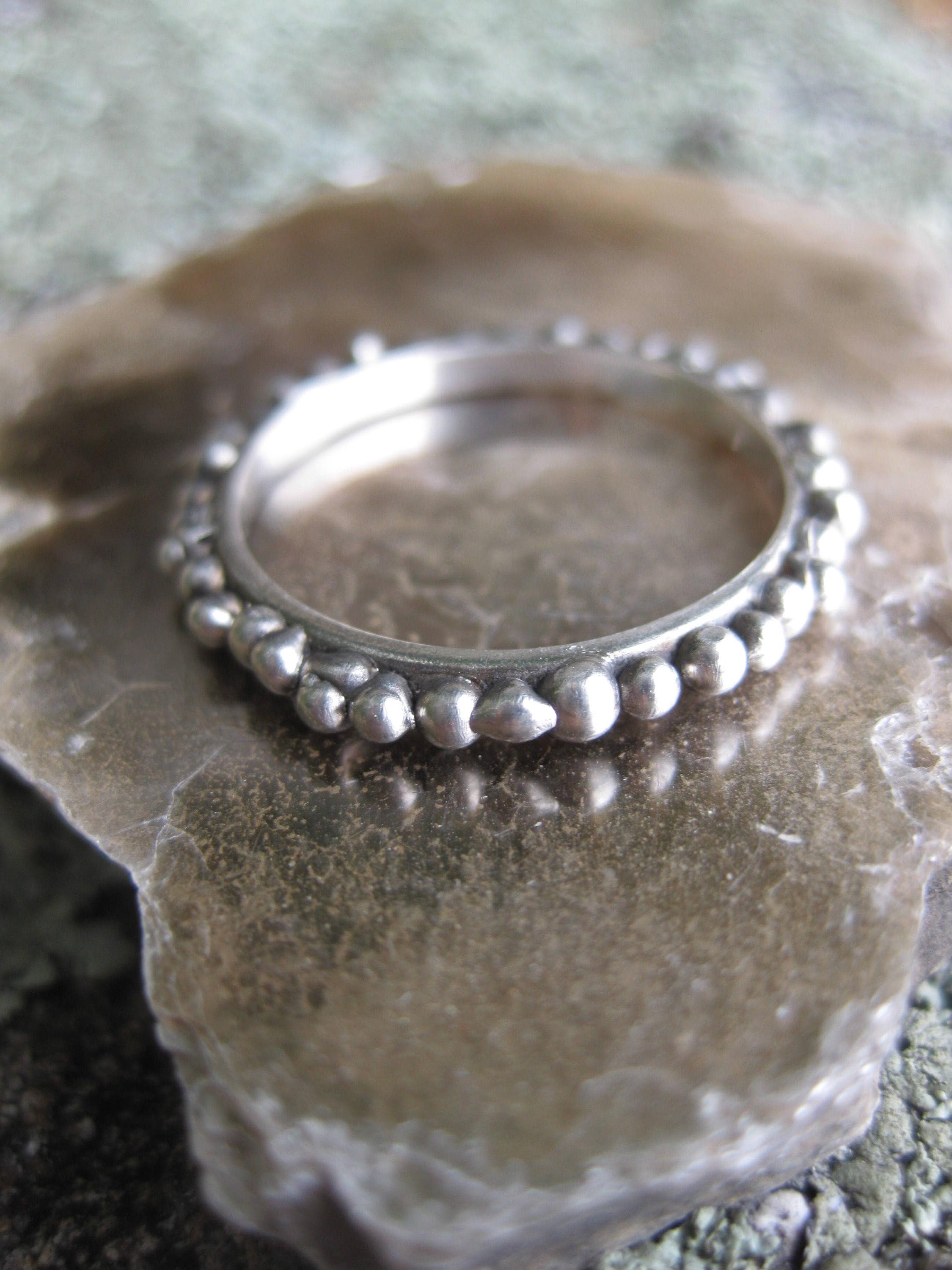 TINY BUBBLES Sterling Silver Thin Stacking Ring Stacker Made to Order ...