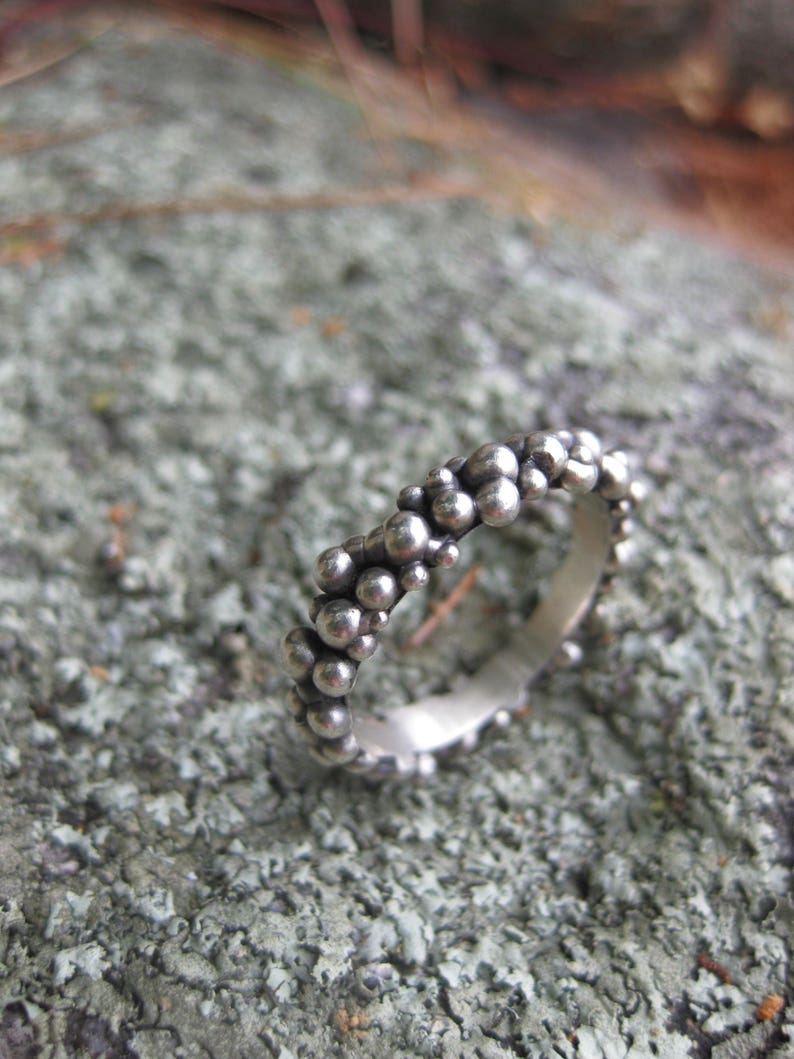 TINY BUBBLES Sterling Silver Rings Wedding Band Set Mens | Etsy