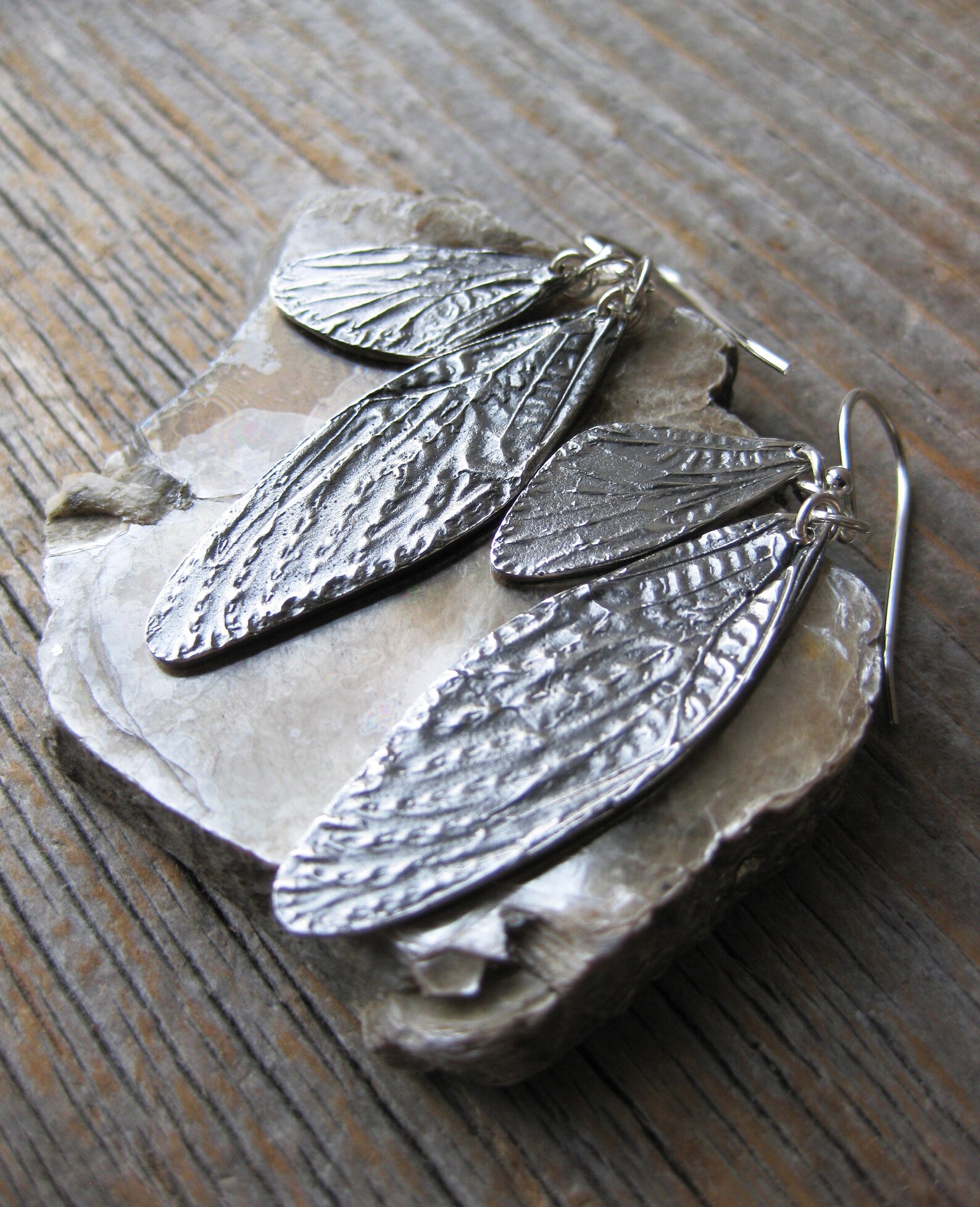 CICADA WINGS Flutter Earrings, Sterling Silver Earrings, Real Insect ...
