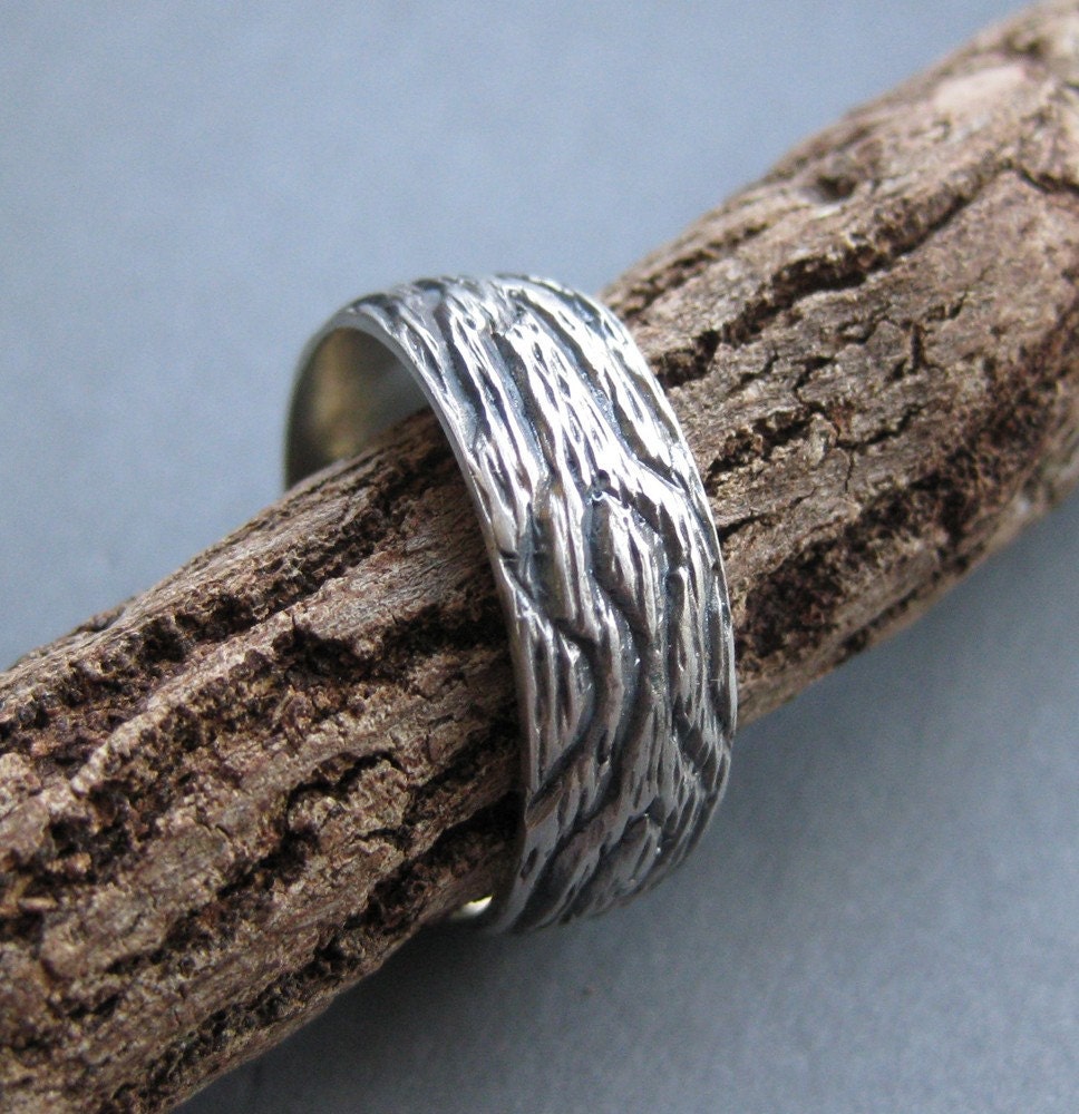 Mens Rugged Wood Woodgrain Ring OAK Sterling Silver Ready to Ship - Etsy